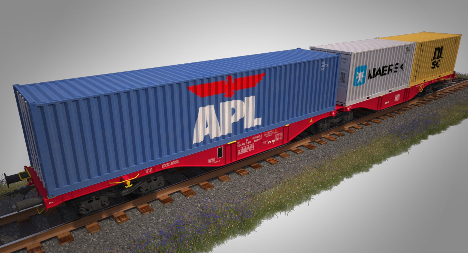 Container Railcar Sggrss 3d Ma