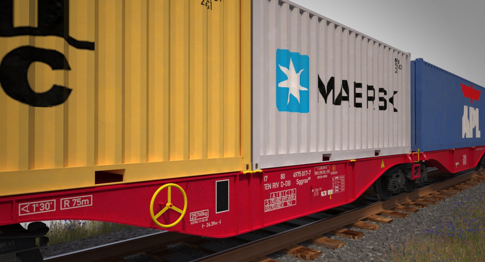 Container Railcar Sggrss 3d Ma