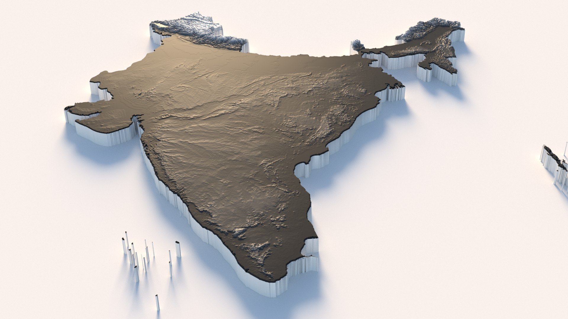 3D India Terrain Map Model - TurboSquid 2336177