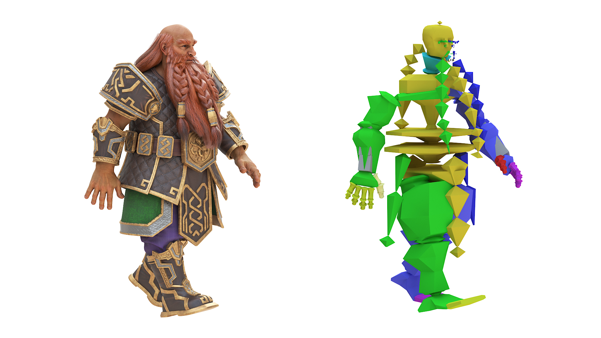 3D Model Dwarf Warrior With Axe And Shield Rigged - TurboSquid 2389894