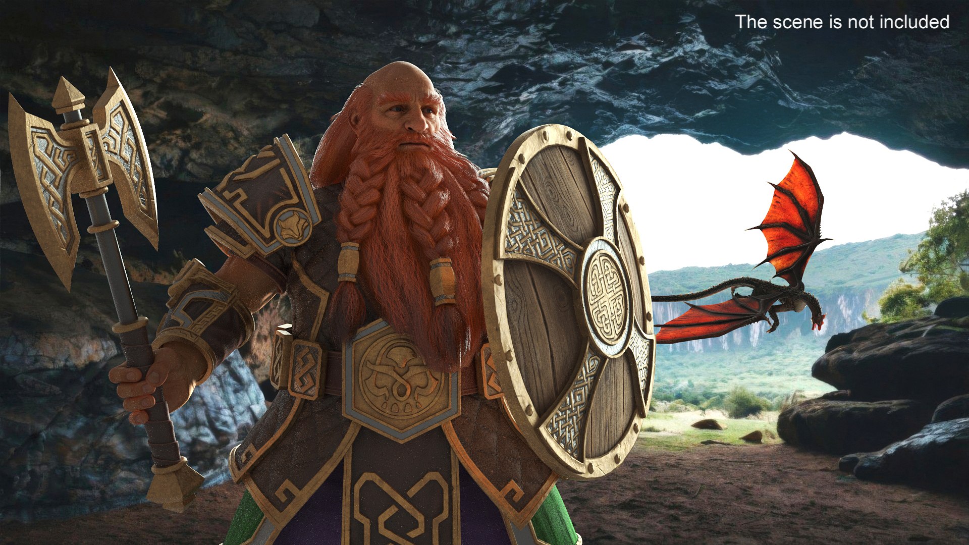 3D Model Dwarf Warrior With Axe And Shield Rigged - TurboSquid 2389894