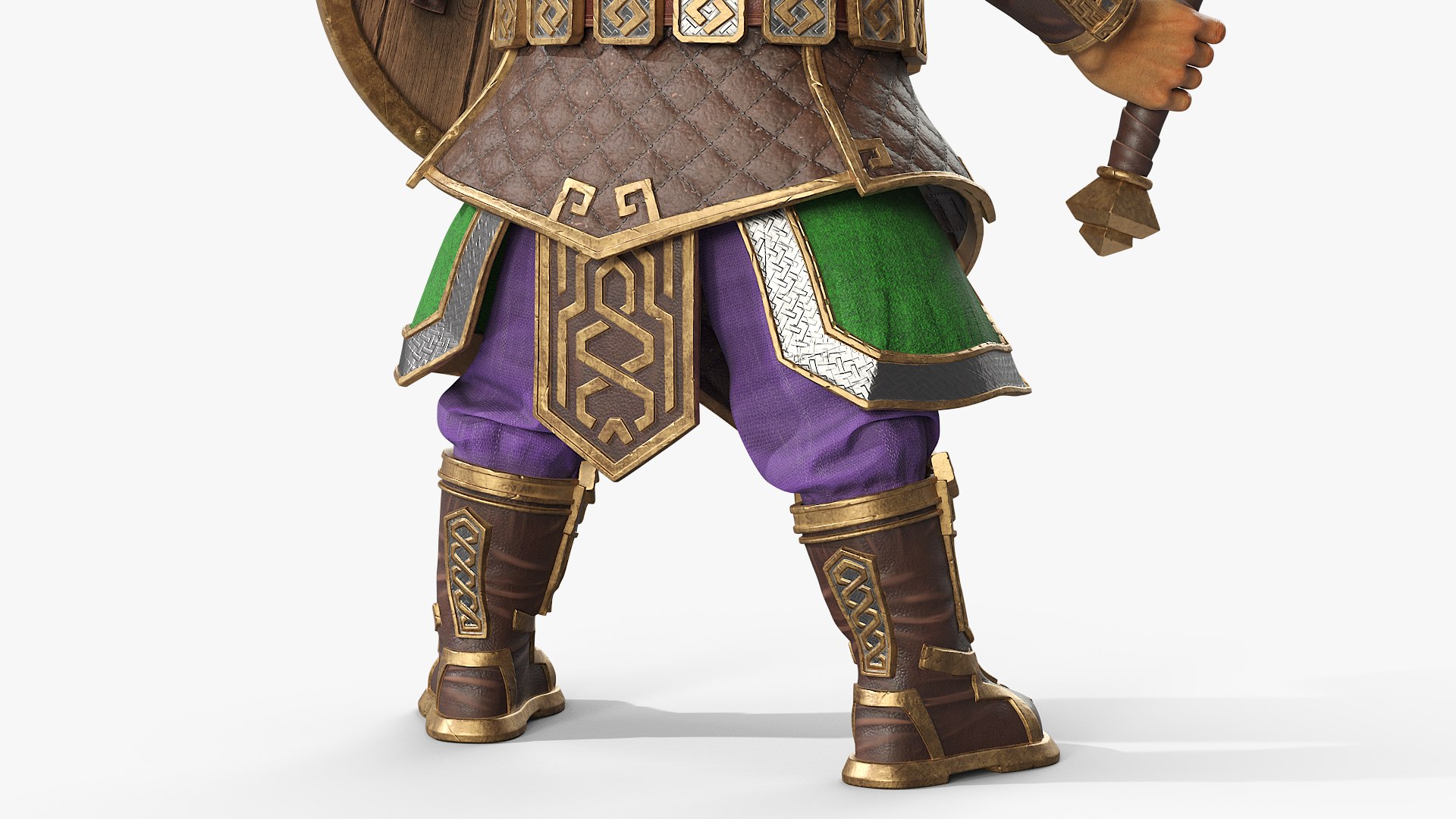 3D Model Dwarf Warrior With Axe And Shield Rigged - TurboSquid 2389894