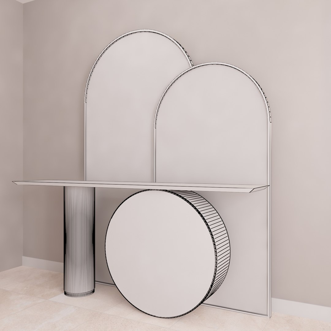 3D Luxury Modern Console Table With Arched Mirrors - TurboSquid 1926791