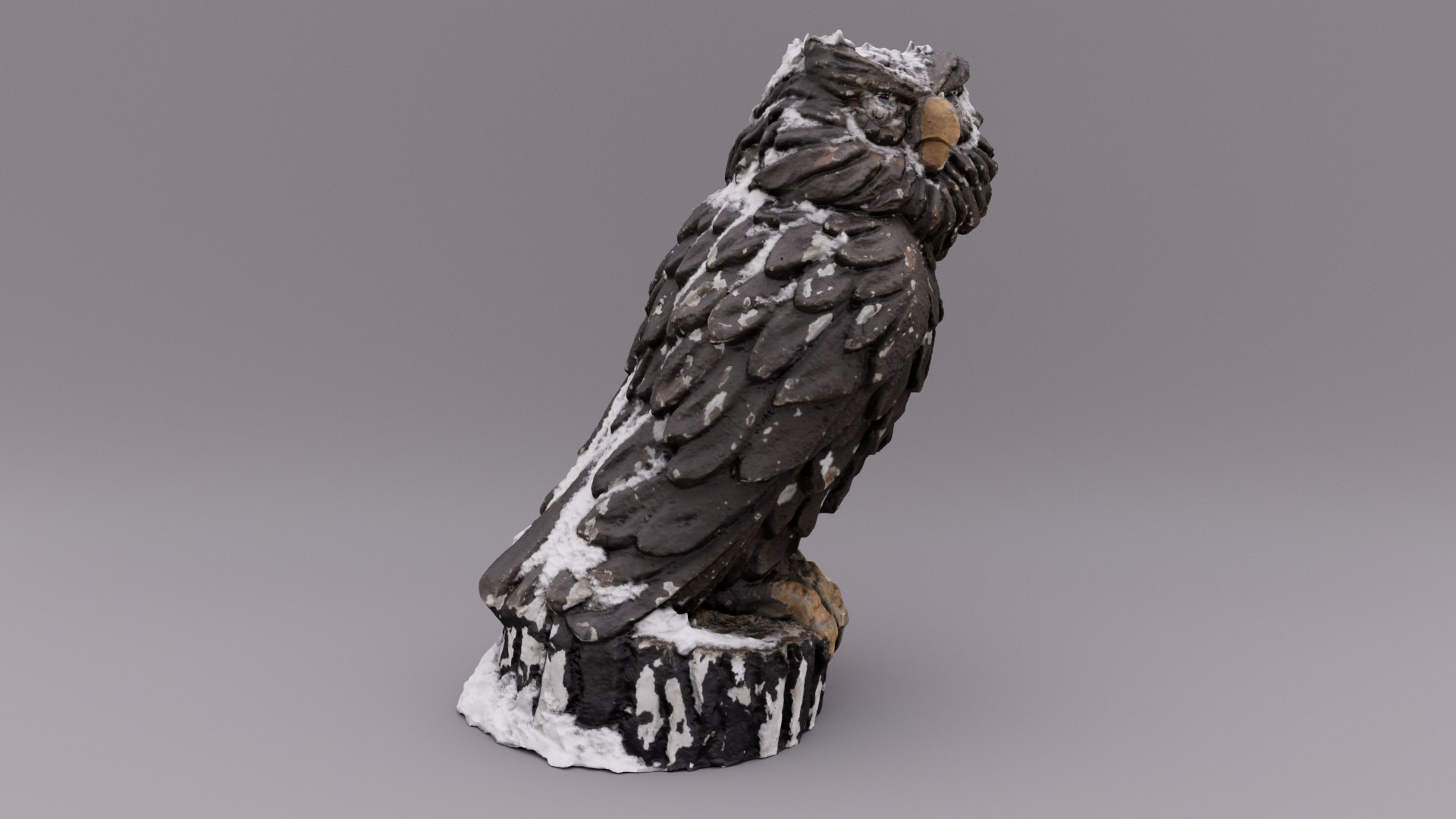 Large Aged Garden Outdoor Owl Meter Statue 3D Model High Quality 3D ...