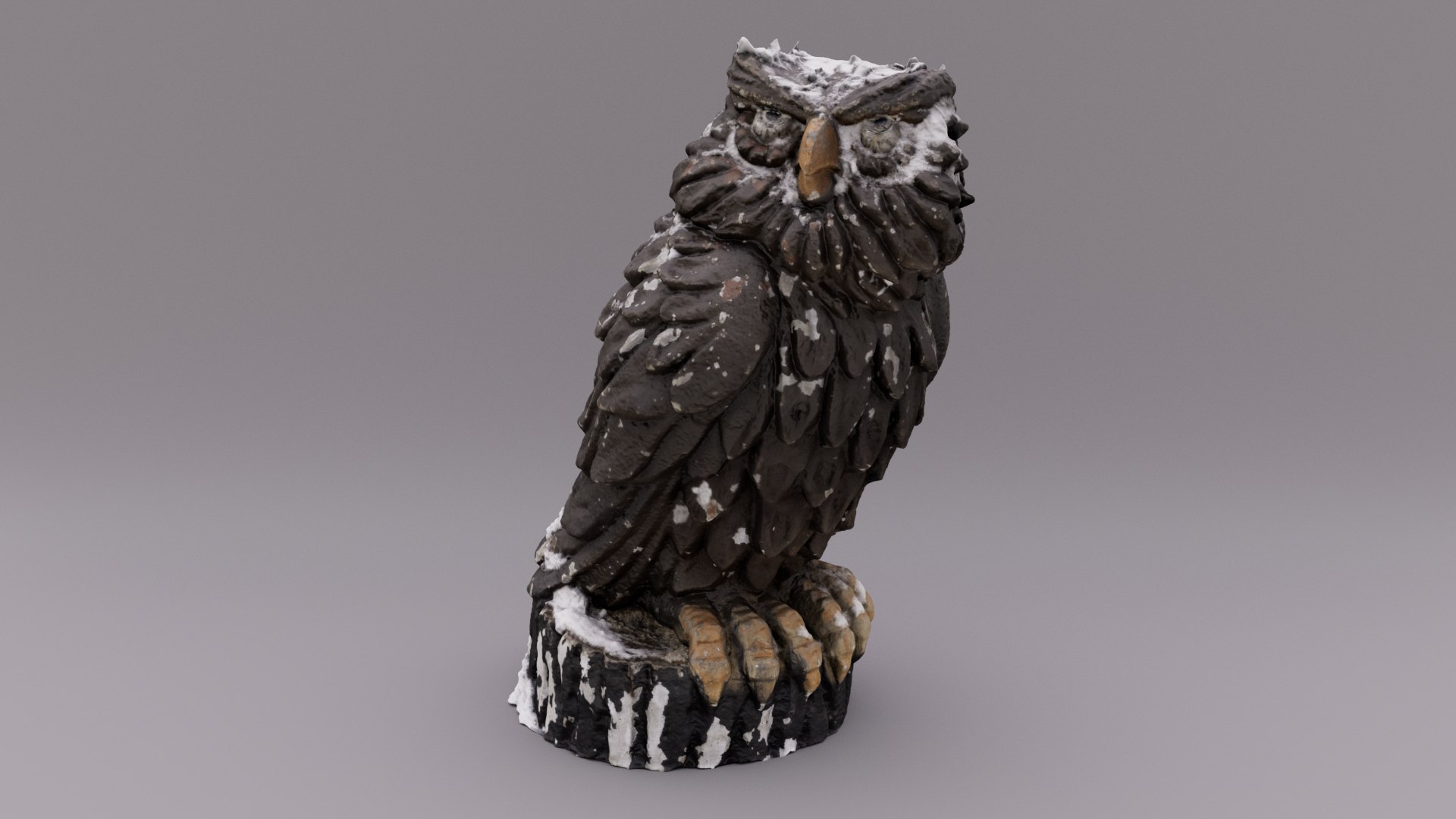 Large Aged Garden Outdoor Owl Meter Statue 3D Model High Quality 3D ...