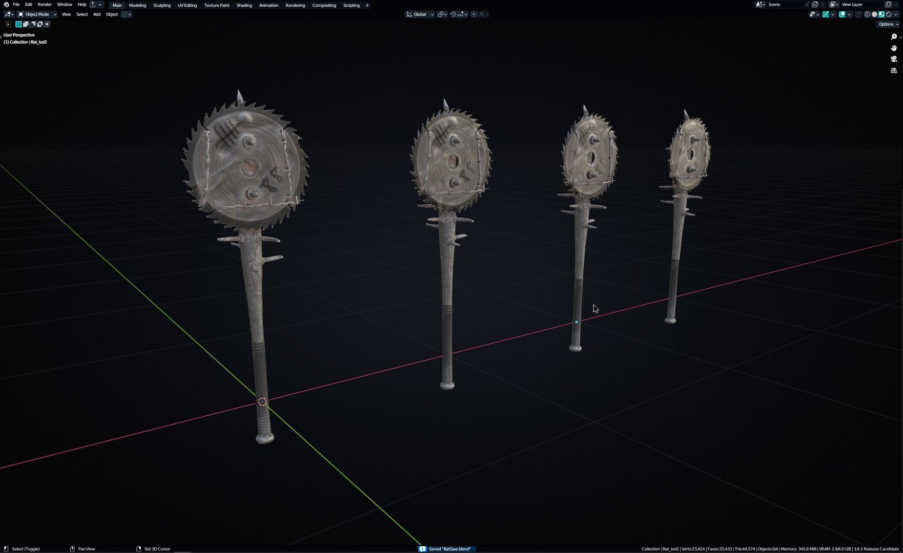 Spike Blade Bat Game Asset Weapon 3D Model - TurboSquid 2105132