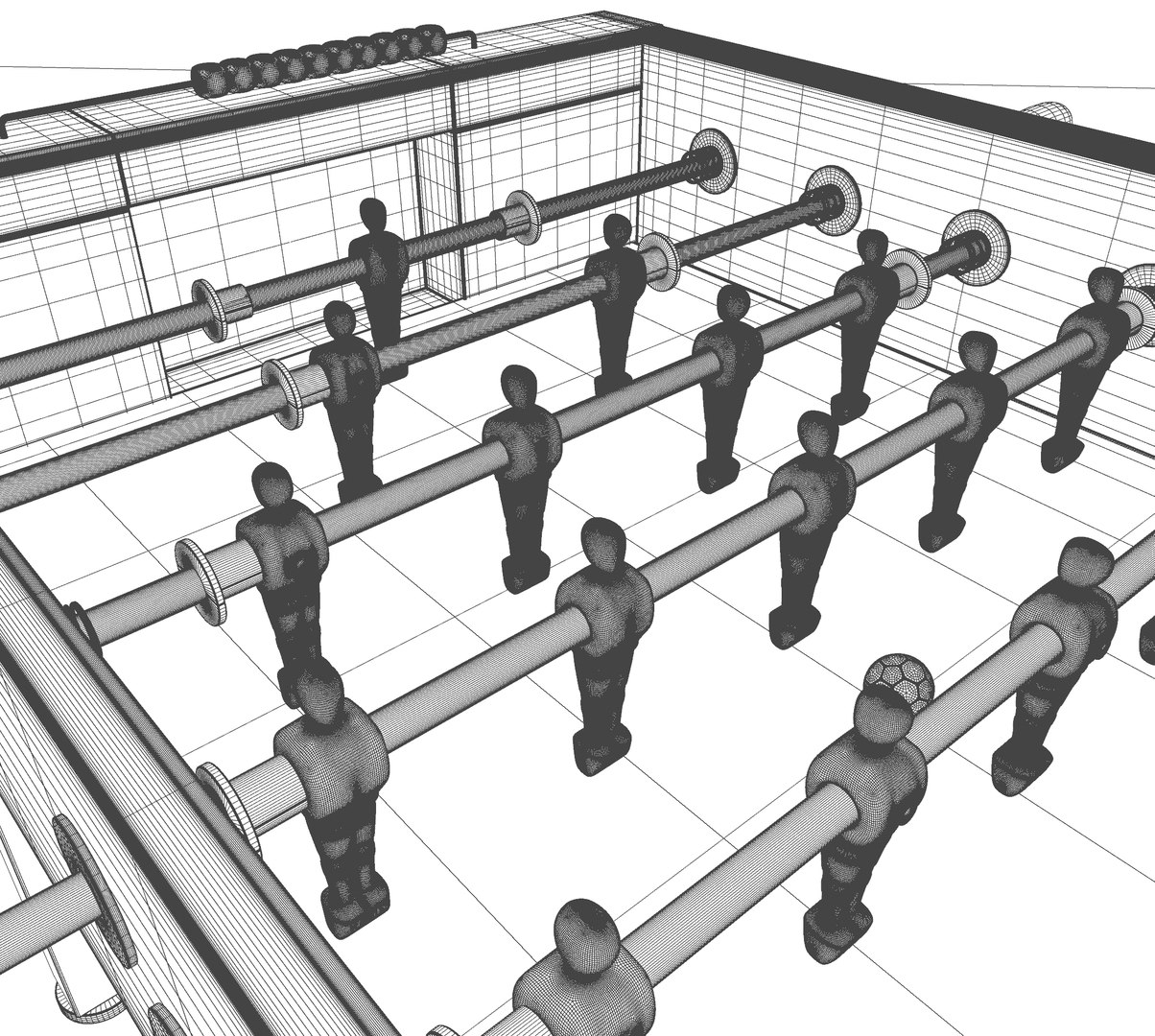 3D Vintage Foosball Table - TurboSquid 2029377