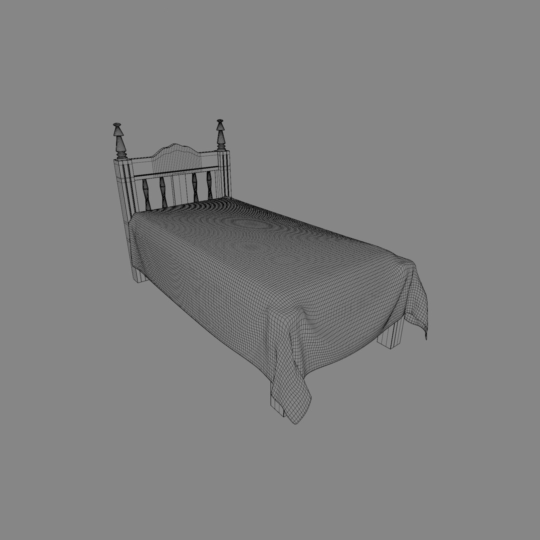 Rustic Single Bed - Country Wooden Bed 3D Model - TurboSquid 2519587