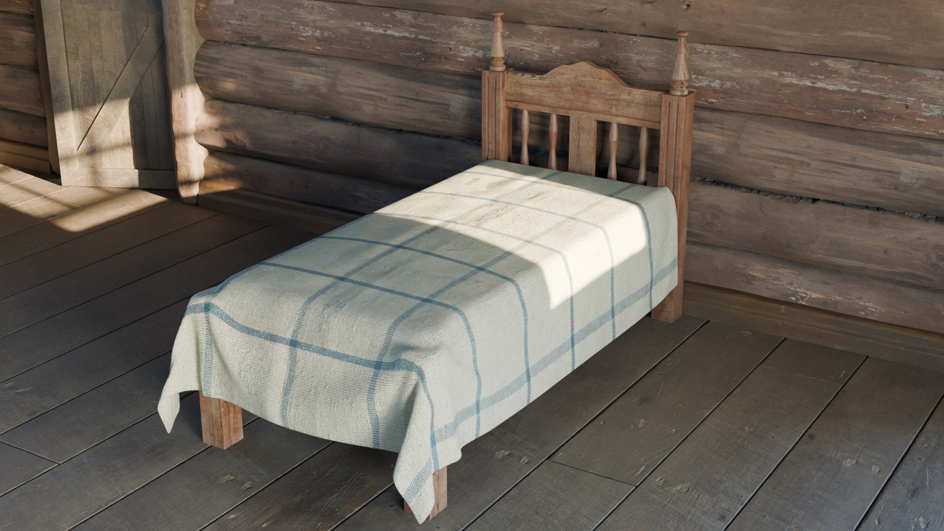Rustic Single Bed - Country Wooden Bed 3D Model - TurboSquid 2519587