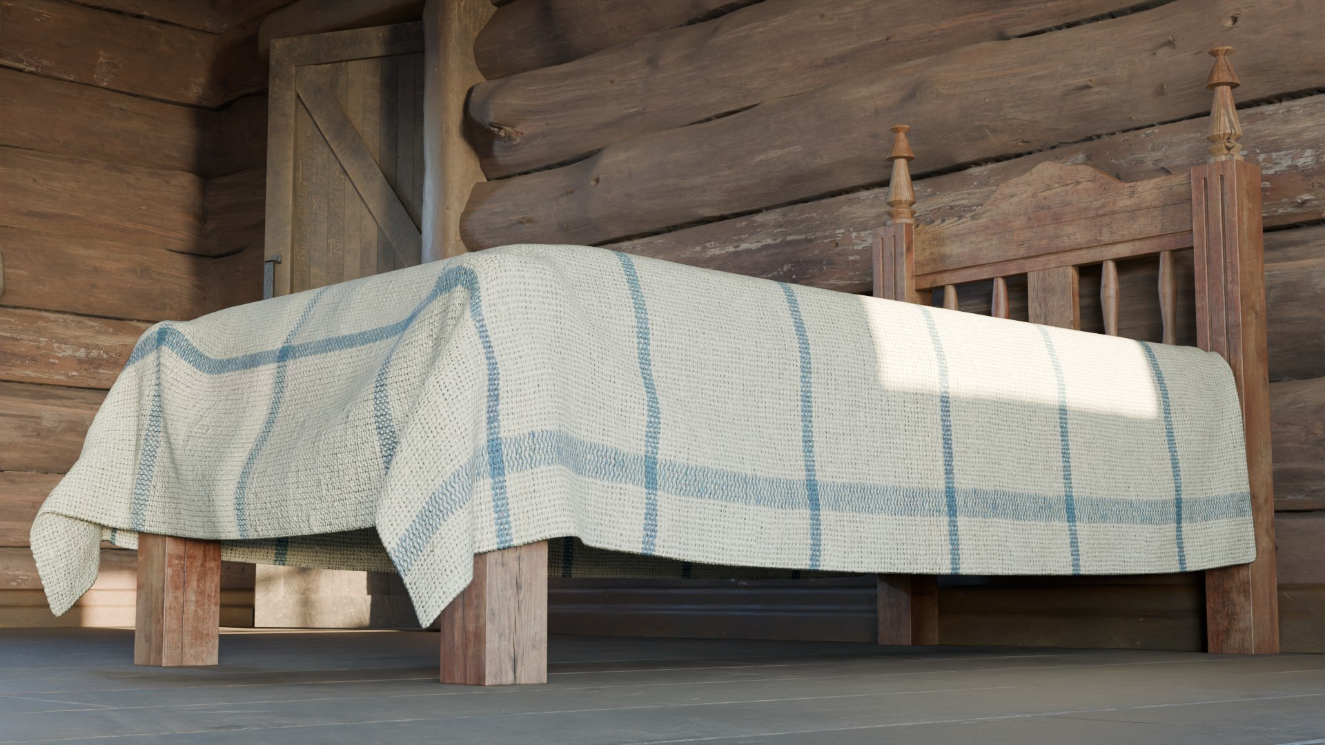 Rustic Single Bed - Country Wooden Bed 3D Model - TurboSquid 2519587