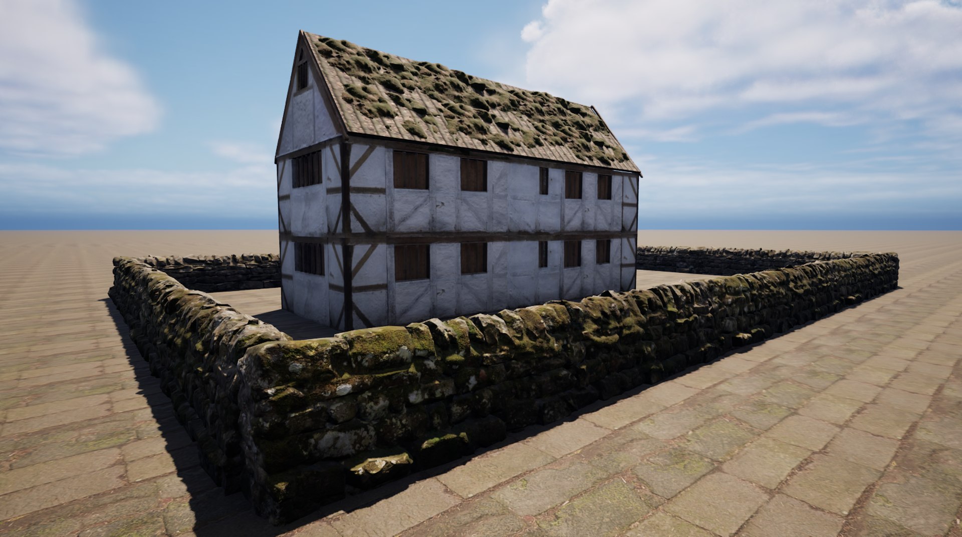 3D Duplex Village House And Stone Fence - TurboSquid 2266790