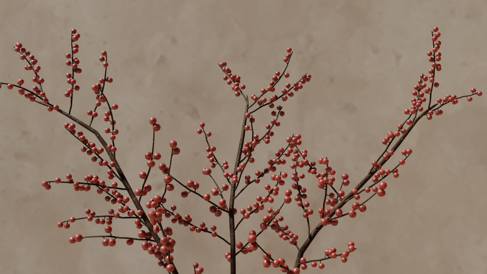 3D Decorative bouquet of ilex branches with red berries model ...
