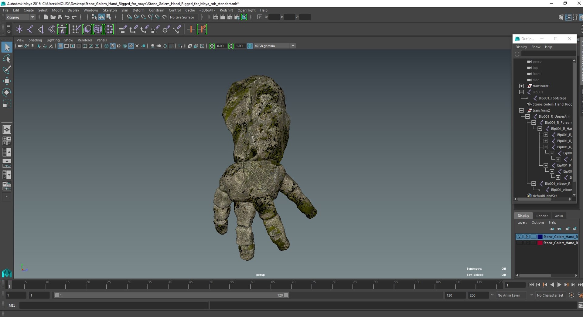 3D Stone Golem Hand Rigged For Maya Model - TurboSquid 2115359