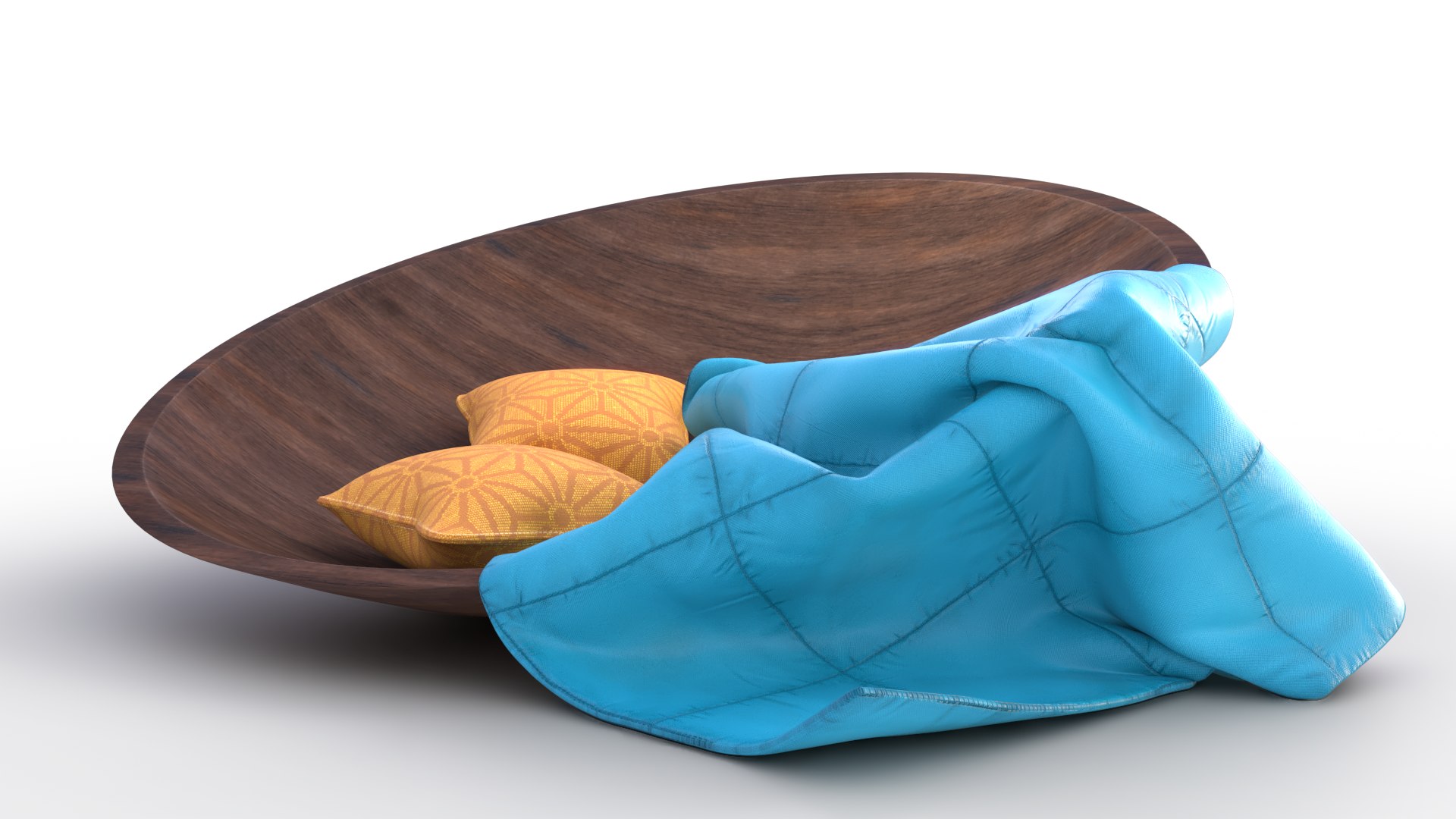 3D Half Sphere Modern Wood Sofa With Pillow And Blanket - TurboSquid ...