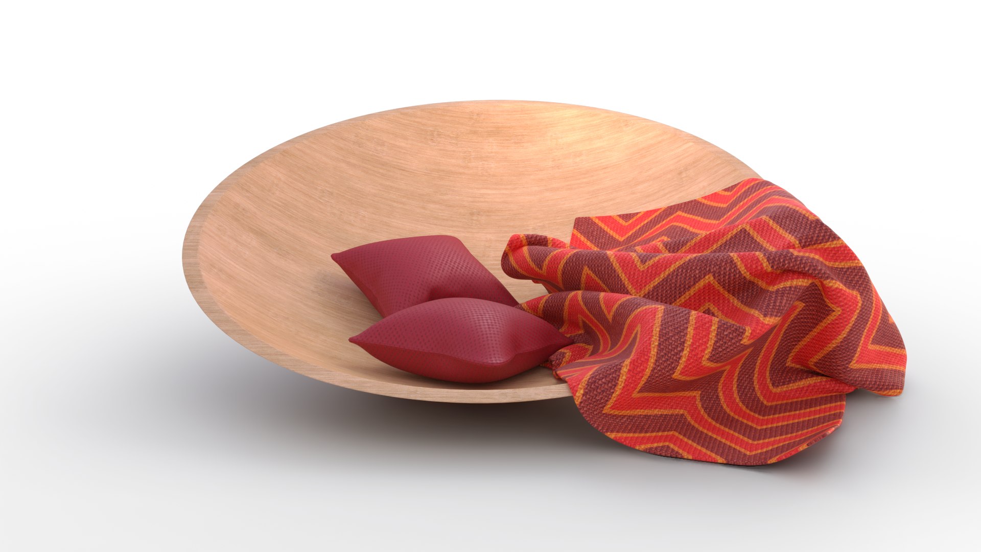 3D Half Sphere Modern Wood Sofa With Pillow And Blanket - TurboSquid ...