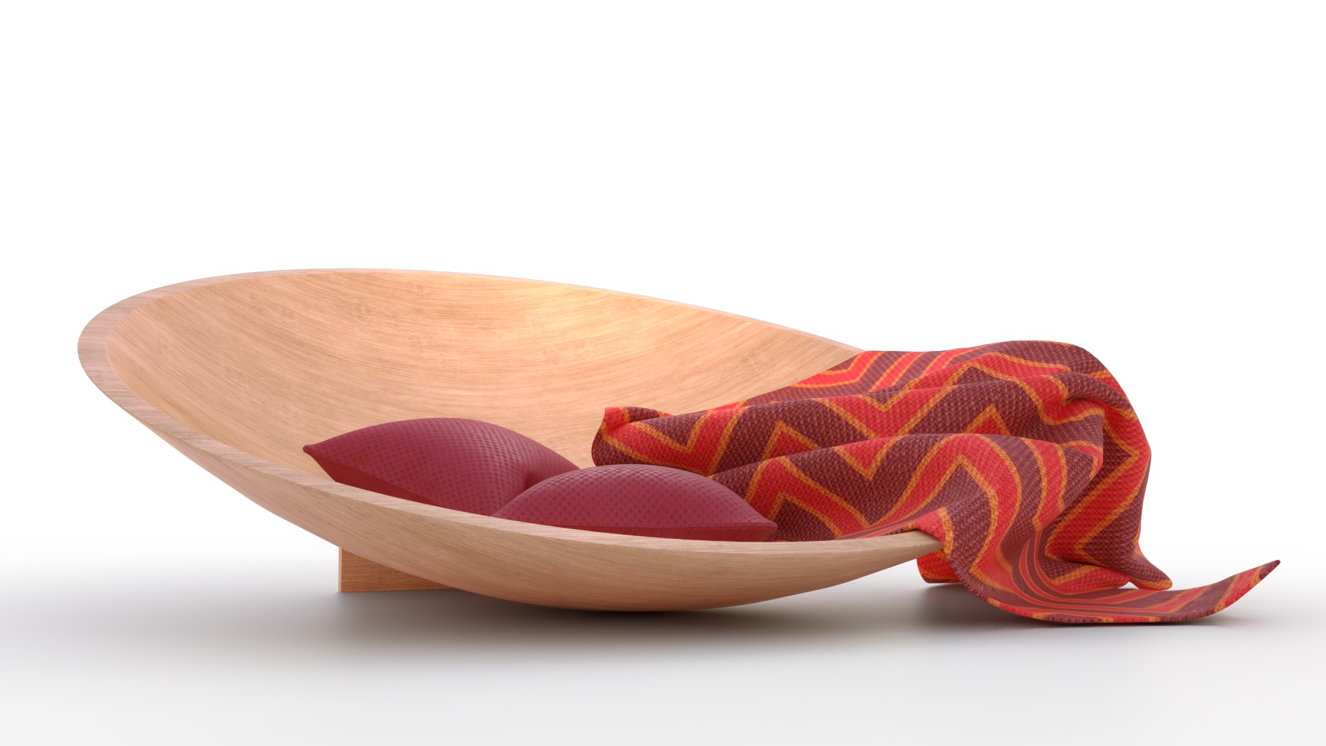 3D Half Sphere Modern Wood Sofa With Pillow And Blanket - TurboSquid ...