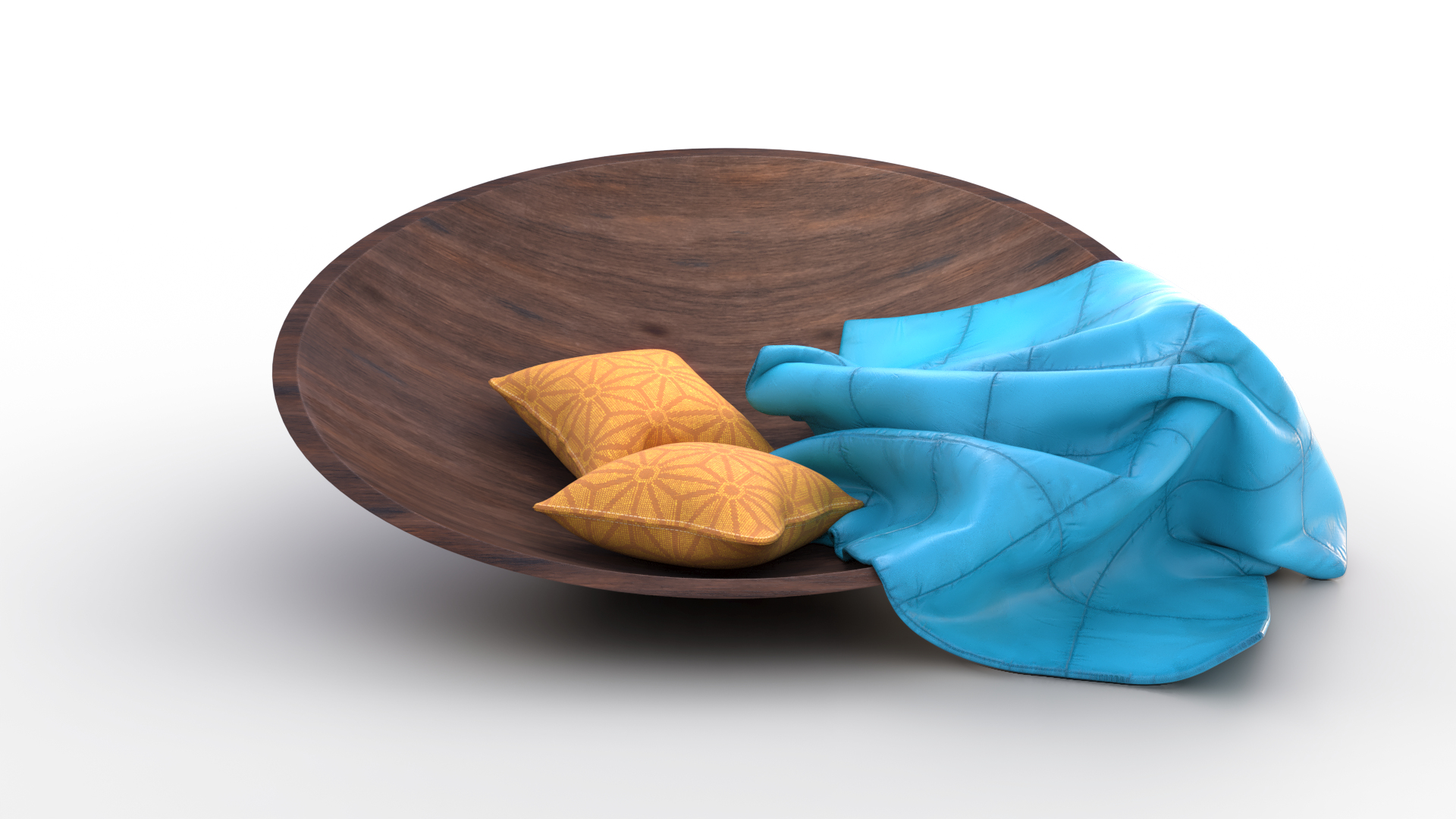 3D Half Sphere Modern Wood Sofa With Pillow And Blanket - TurboSquid ...