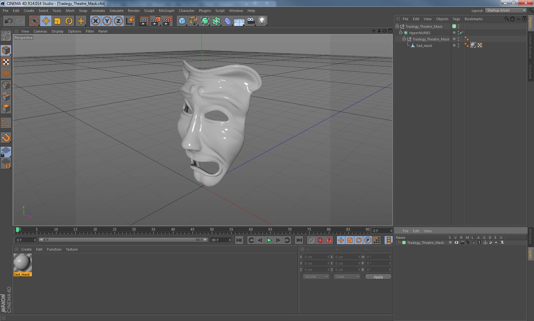 3D Tragedy Theatre Mask - TurboSquid 1292148