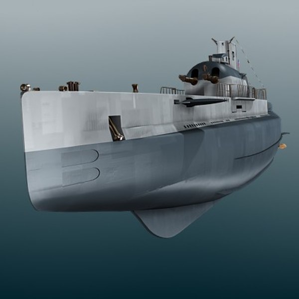 3d french submarine surcouf ww2