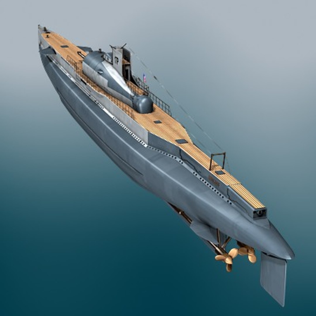 3d French Submarine Surcouf Ww2