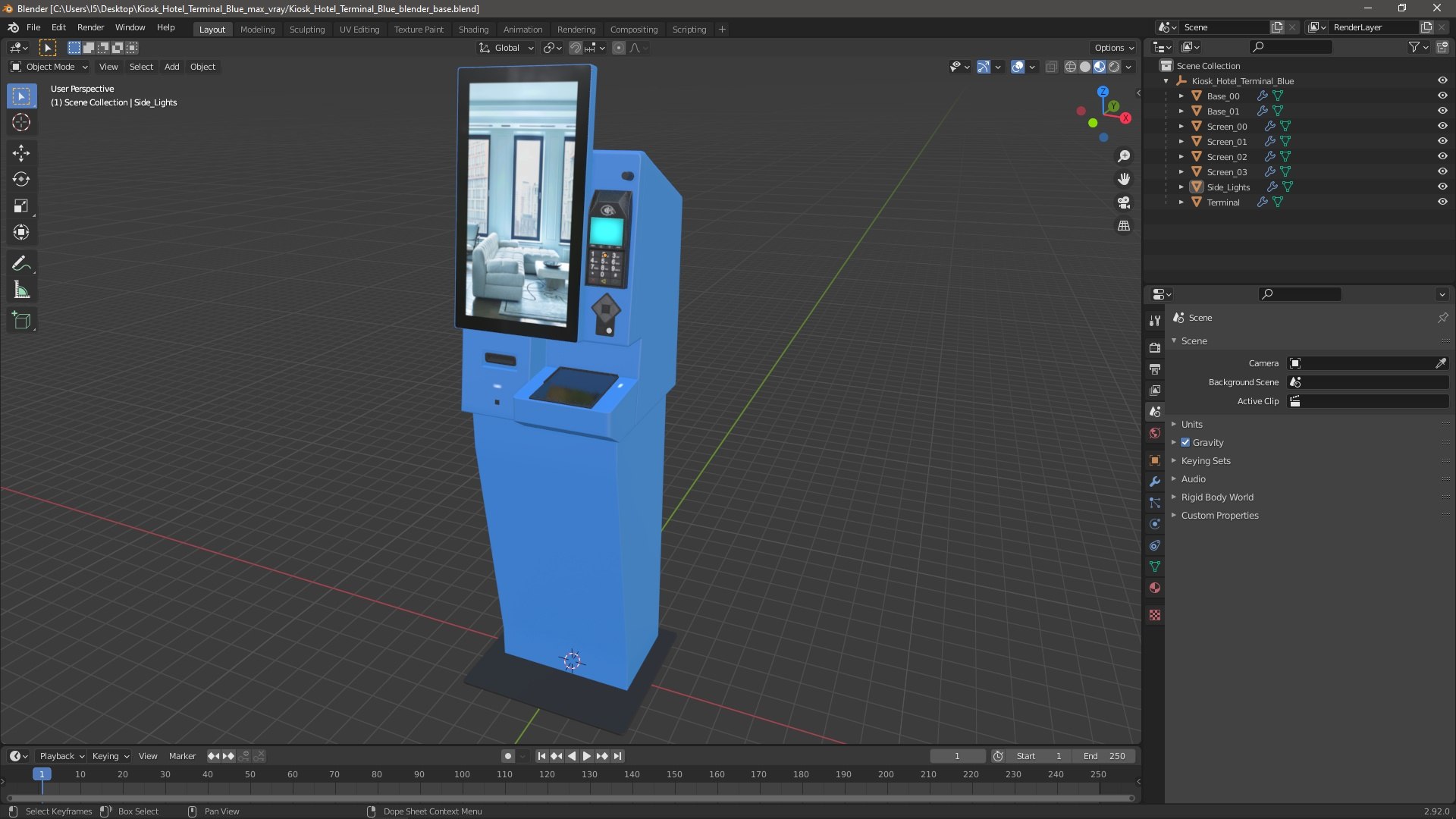 3D Kiosk Hotel Terminal Blue - TurboSquid 2248809