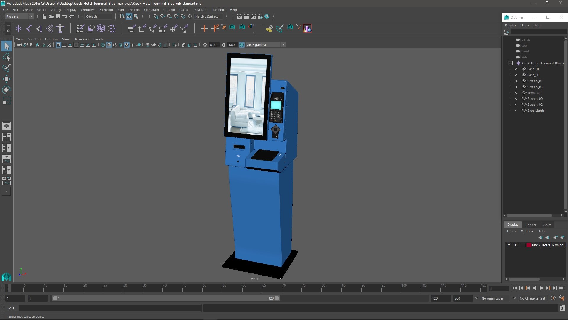 3D Kiosk Hotel Terminal Blue - TurboSquid 2248809