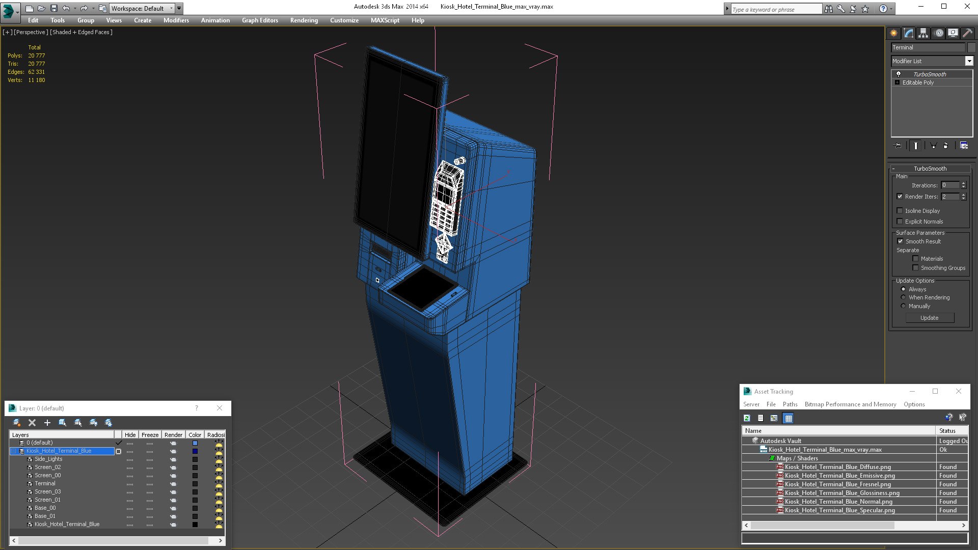 3D Kiosk Hotel Terminal Blue - TurboSquid 2248809