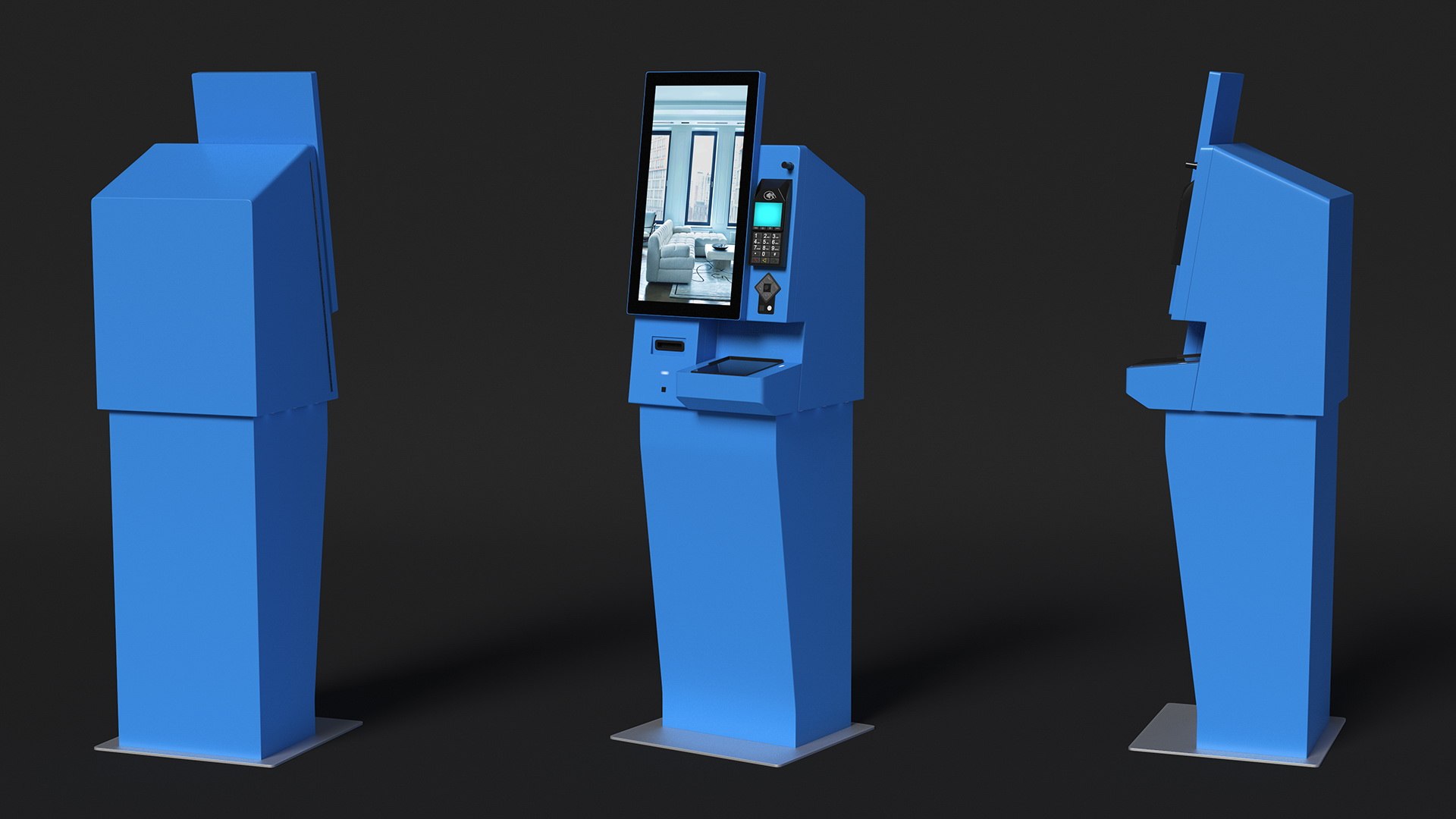 3D Kiosk Hotel Terminal Blue - TurboSquid 2248809