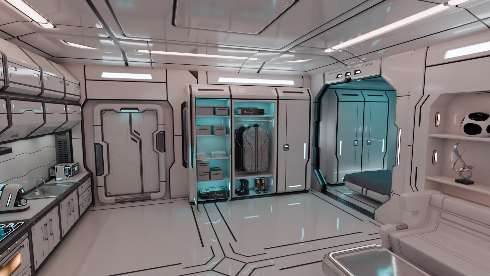 3D Sci-Fi Apartment Interior - TurboSquid 2432121