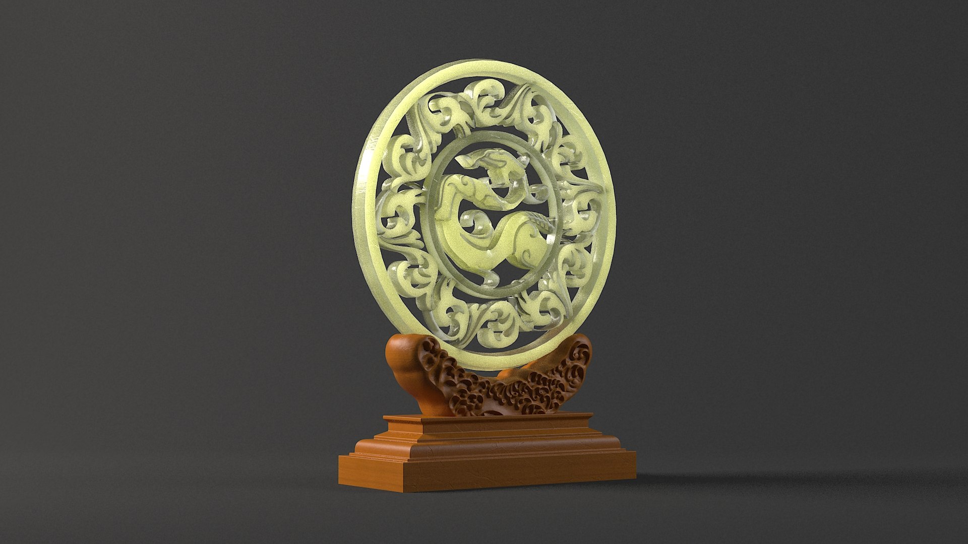 3D Jade Que Ornaments And The Wall Model - TurboSquid 2245119