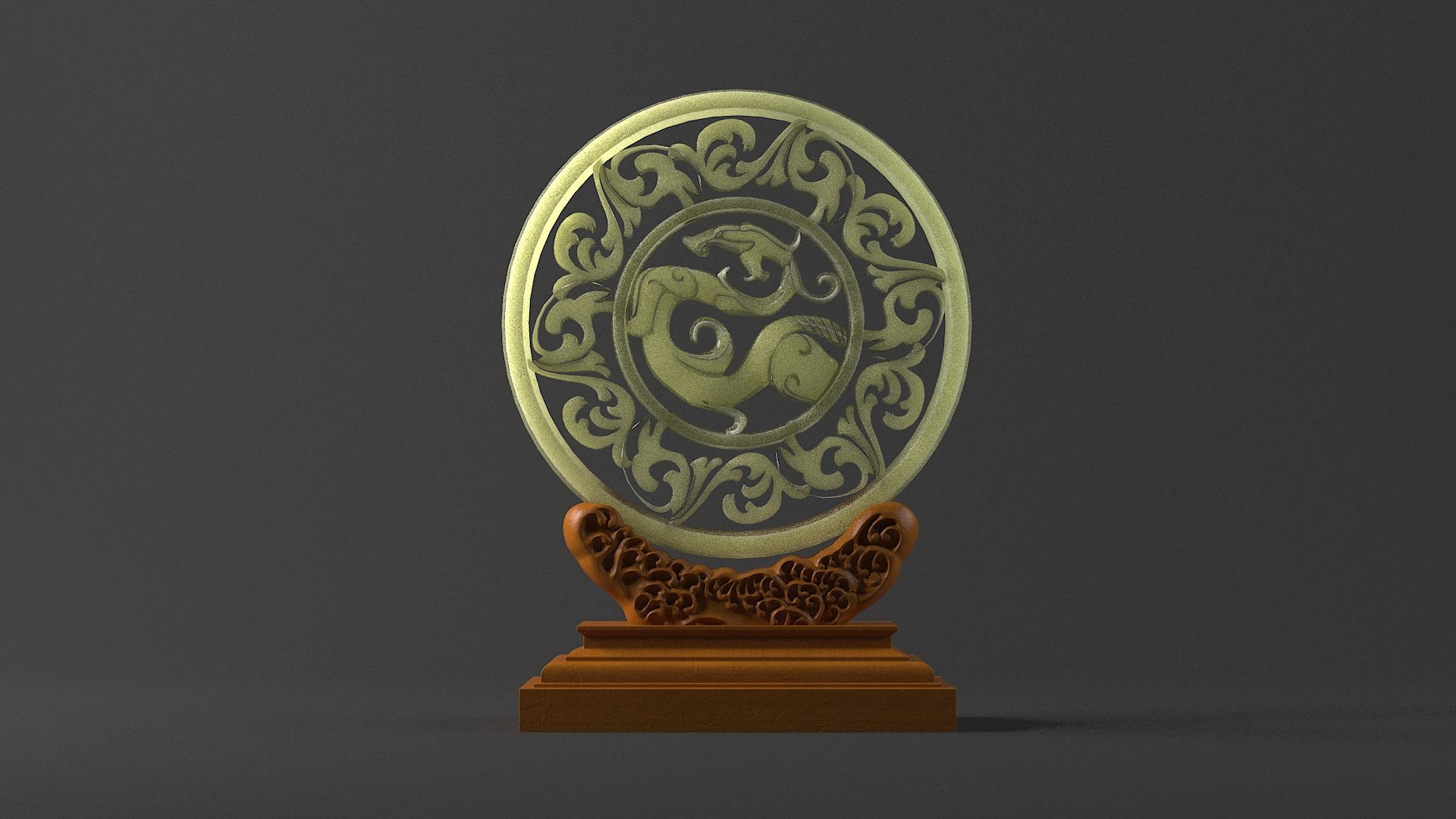 3D Jade Que Ornaments And The Wall Model - TurboSquid 2245119