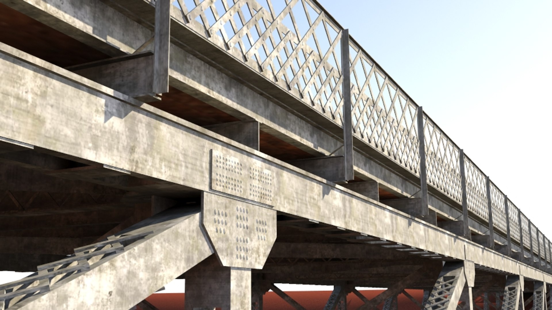 3D old steel bridge model - TurboSquid 1269895