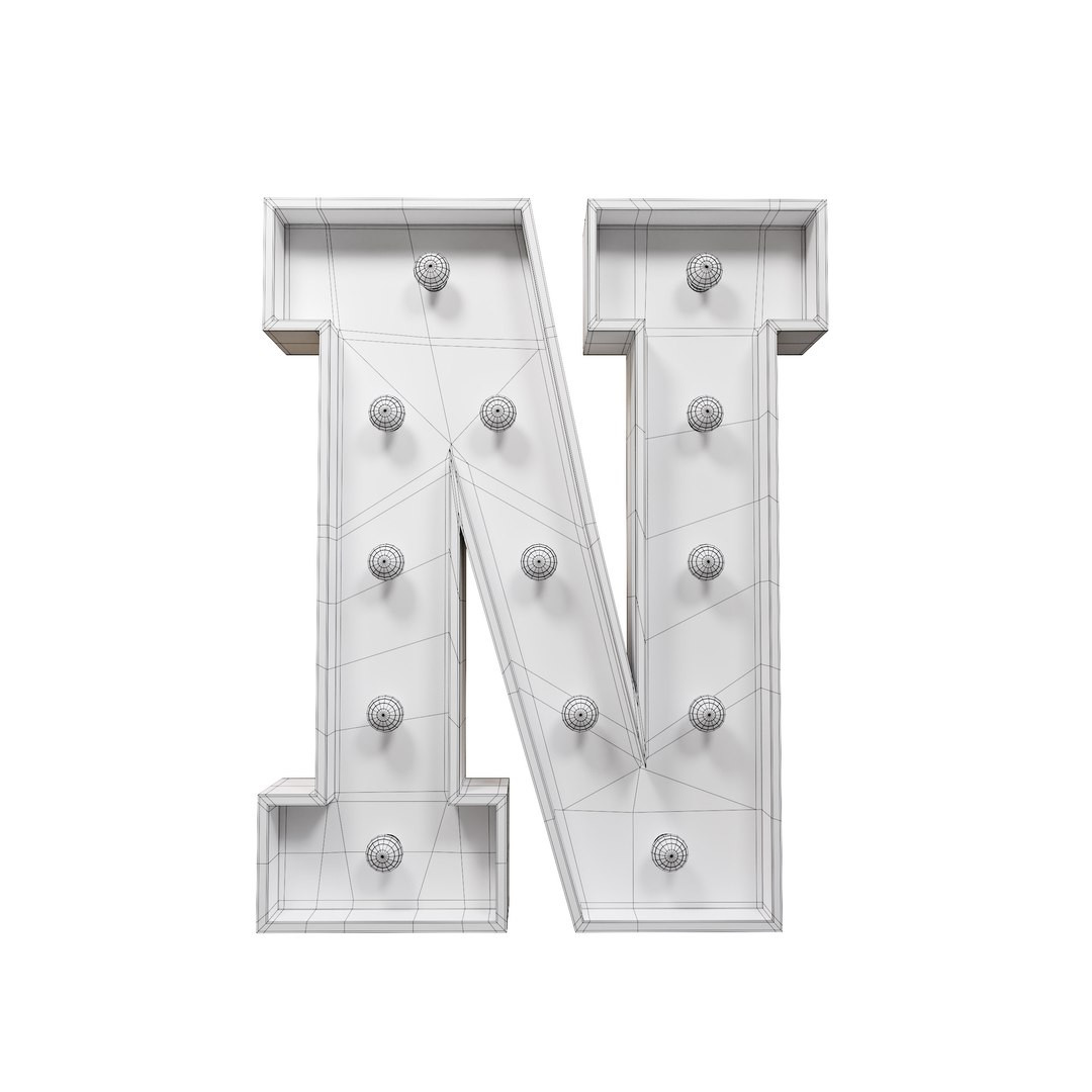 3D Marquee Letter N Glow Sign 3dmodel - TurboSquid 1975486