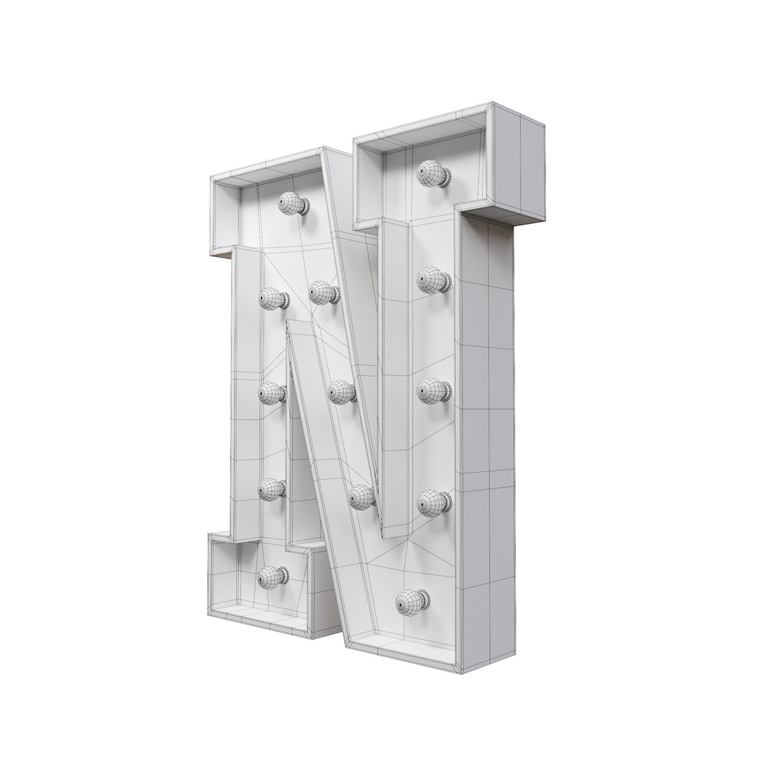 3D Marquee Letter N Glow Sign 3dmodel - TurboSquid 1975486