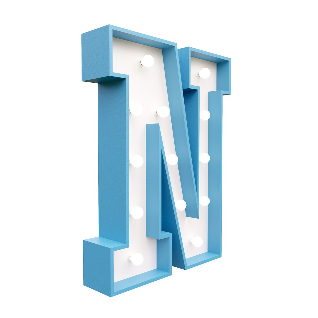 3D Marquee Letter N Glow Sign 3dmodel - TurboSquid 1975486