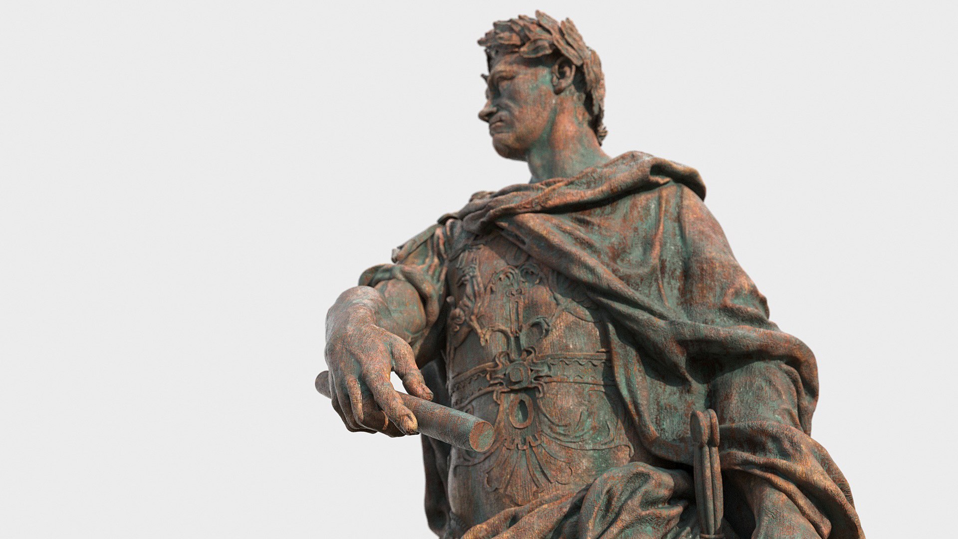 3D Model Caesar Wood Painted Statue - TurboSquid 1834993