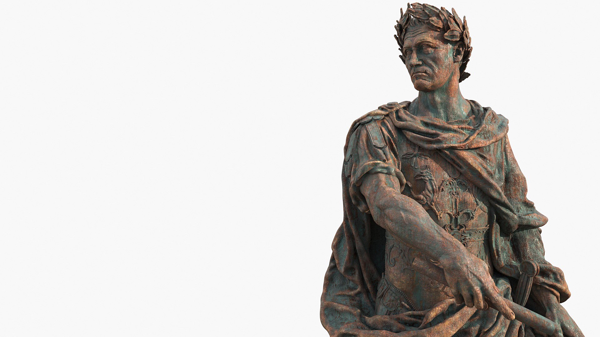 3D Model Caesar Wood Painted Statue - TurboSquid 1834993