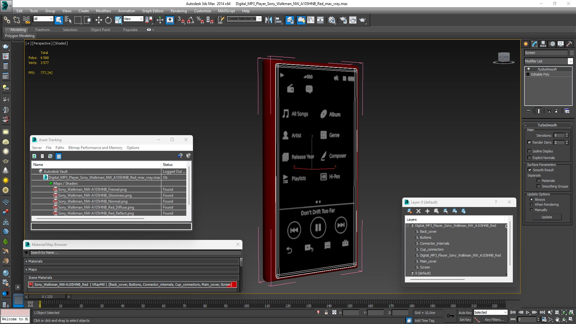 3D Model Digital MP3 Player Sony Walkman NW A105HNB Red - TurboSquid ...