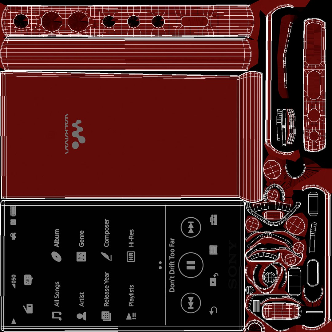 3D Model Digital MP3 Player Sony Walkman NW A105HNB Red - TurboSquid ...