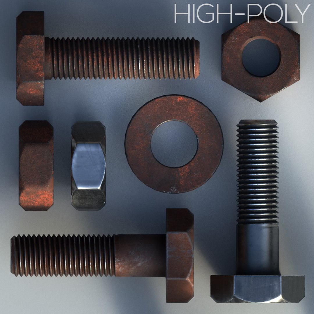3d Model Photorealistic Bolts - Pbr