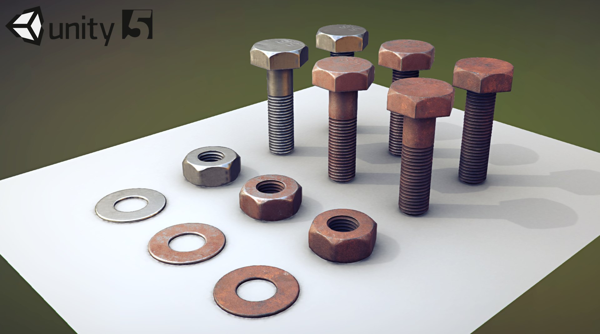 3d model photorealistic bolts - pbr