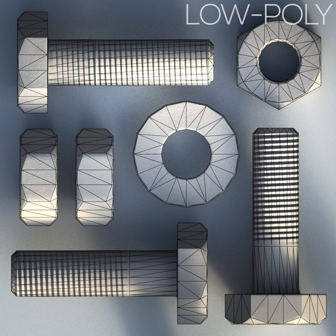 3d Model Photorealistic Bolts - Pbr