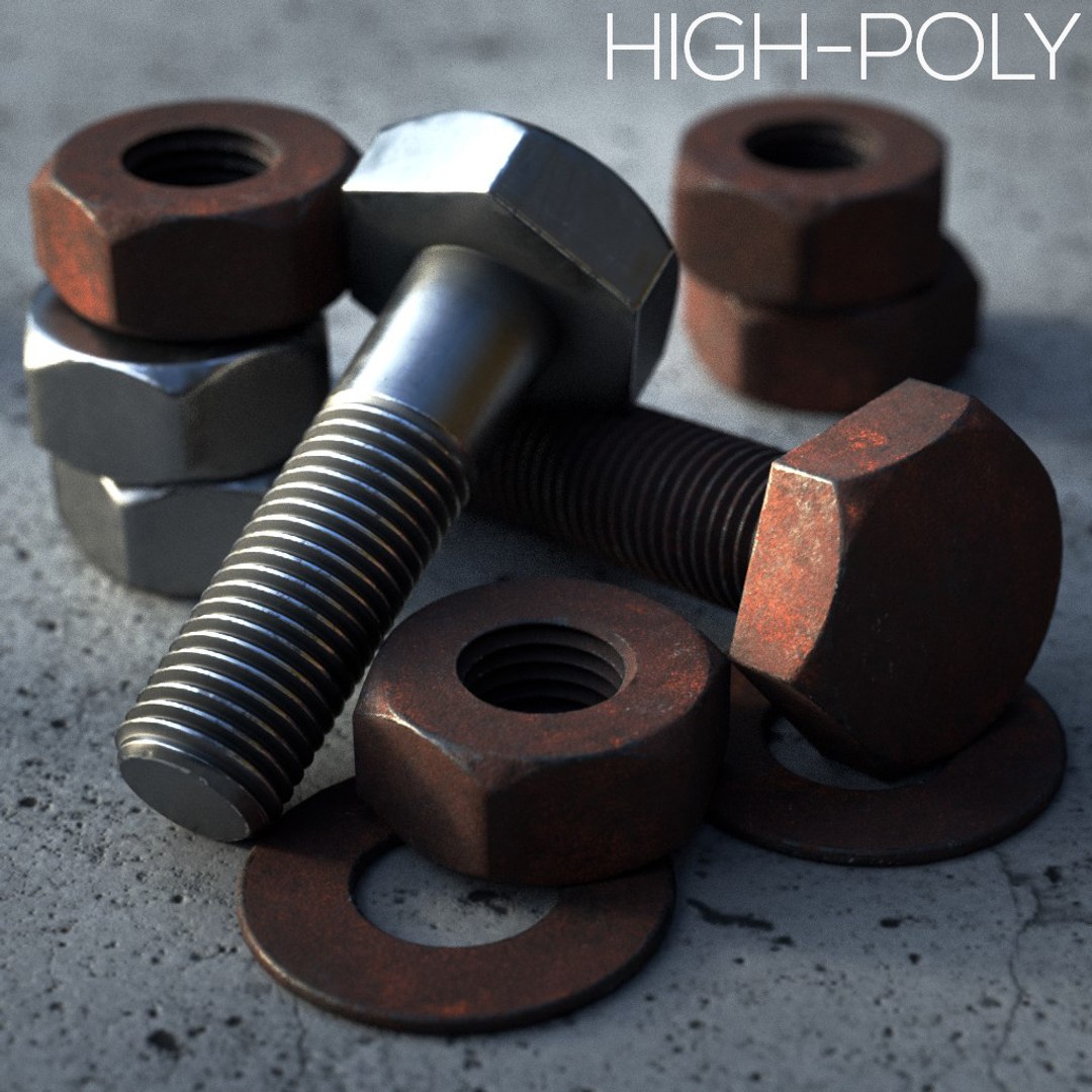 3d Model Photorealistic Bolts - Pbr