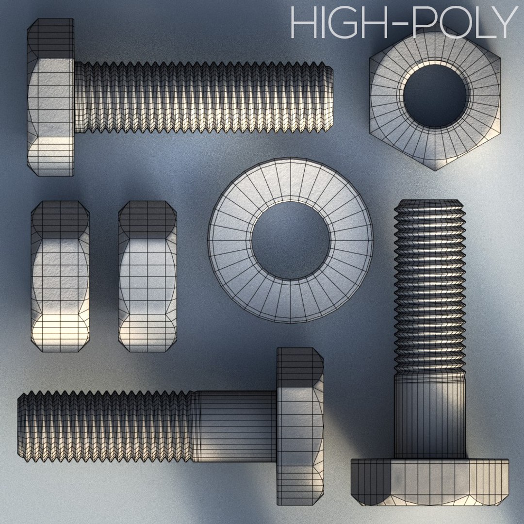 3d Model Photorealistic Bolts - Pbr