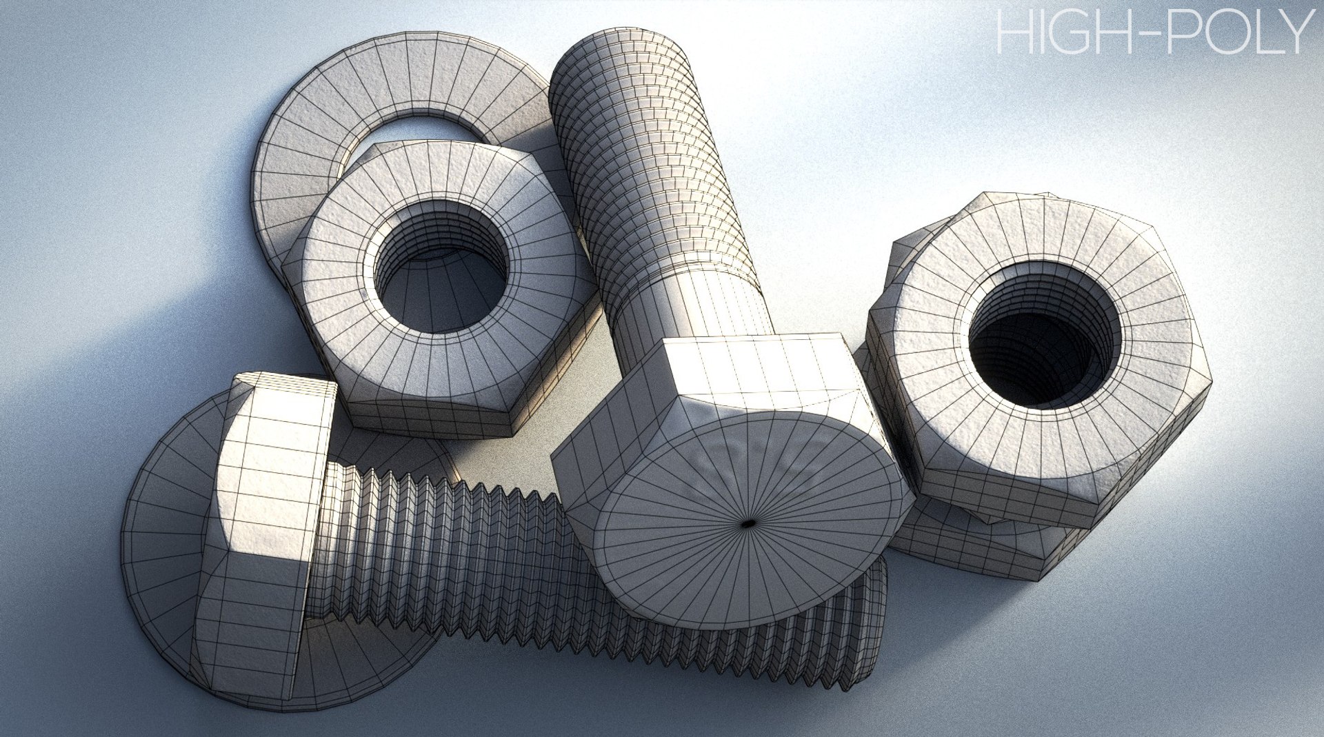 3d Model Photorealistic Bolts - Pbr