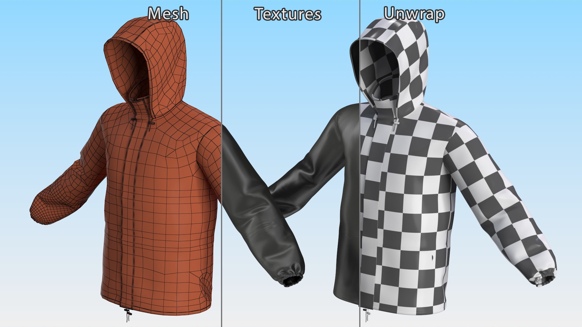 3D Unisex Black Rain Jacket - TurboSquid 2131588