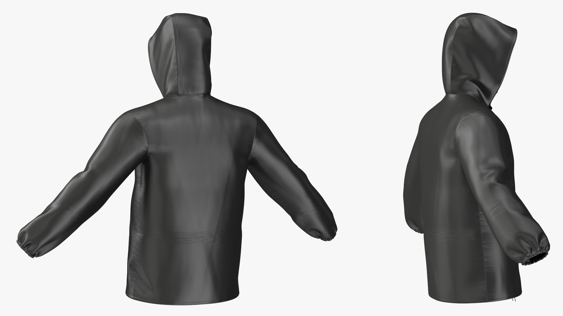 3D Unisex Black Rain Jacket - TurboSquid 2131588