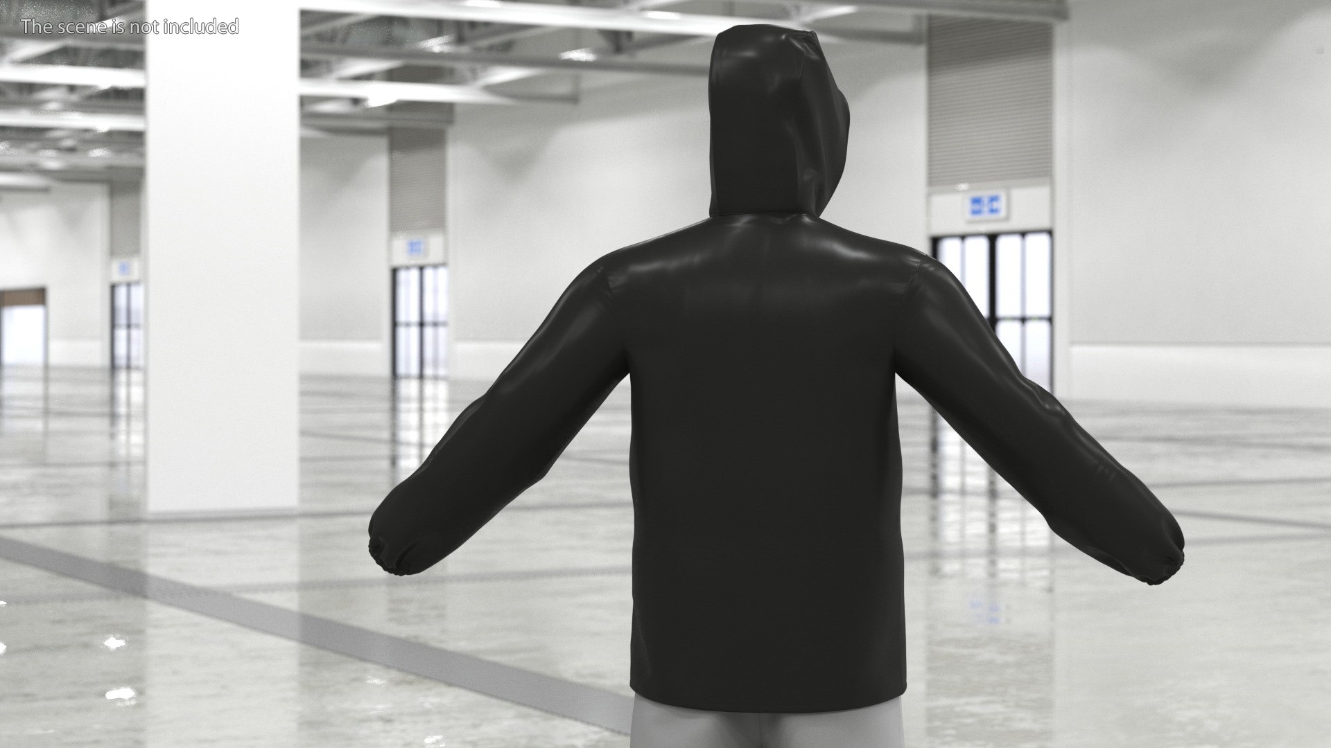 3D Unisex Black Rain Jacket - TurboSquid 2131588