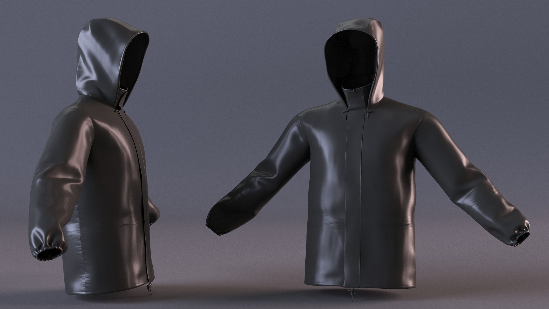 3D Unisex Black Rain Jacket - TurboSquid 2131588