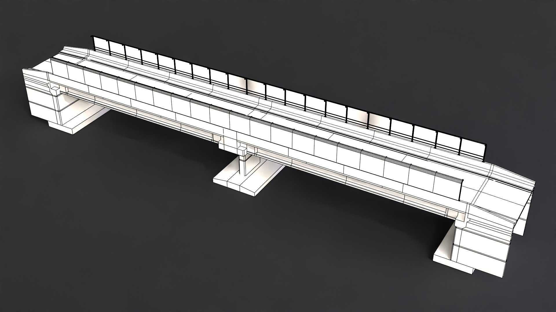 3D Model PBR Lowpoly Bridge Overpass Game Ready Modular Element ...